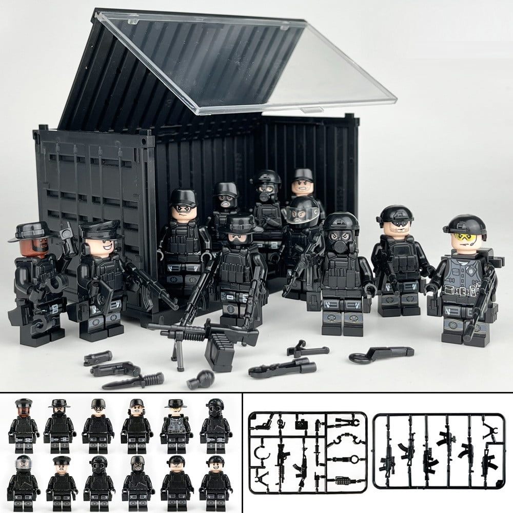 SWAT Team Special Forces 12 Custom Minifigures + Container Box Display ...