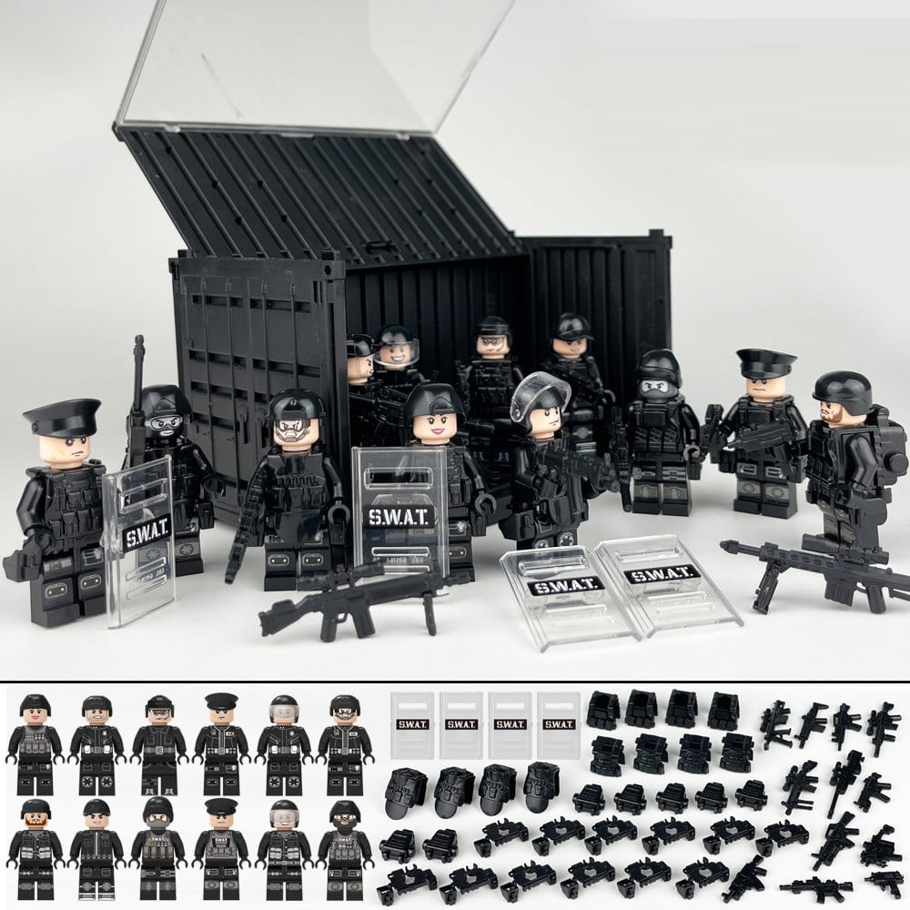 SWAT Team Special Forces 12 Custom Minifigures + Container Box Display - H6 - Walmart.com