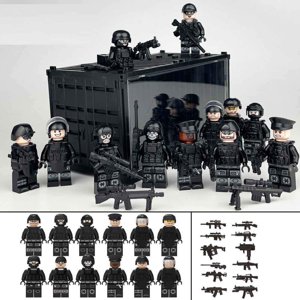 SWAT Team Special Forces 12 Custom Minifigures + Container Box Display ...