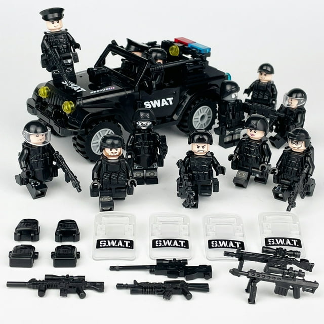 SWAT Team Special Forces 12 Custom Minifigures + Jeep - E3 - Walmart.com