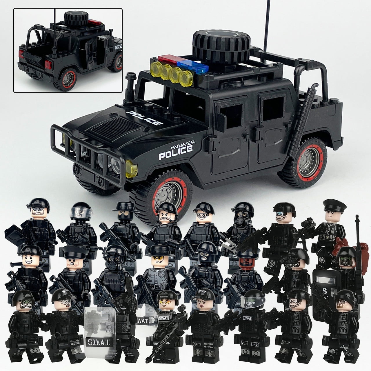 SWAT Team Special Forces 24 Custom Minifigures + Humvee - E22 - Walmart.com