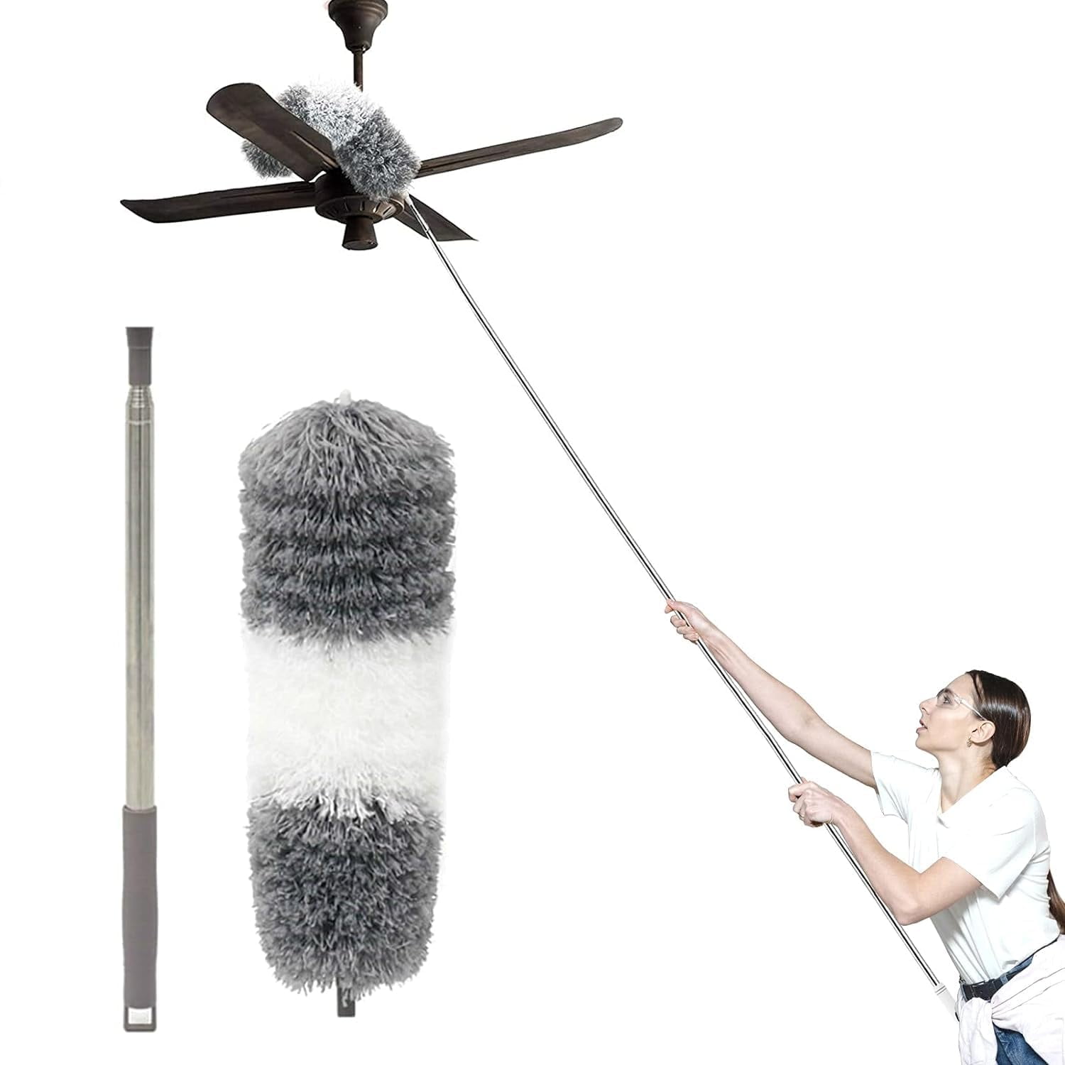 SWAURSAHA Microfiber Feather Duster with Extendable Fan Cleaning Duster ...