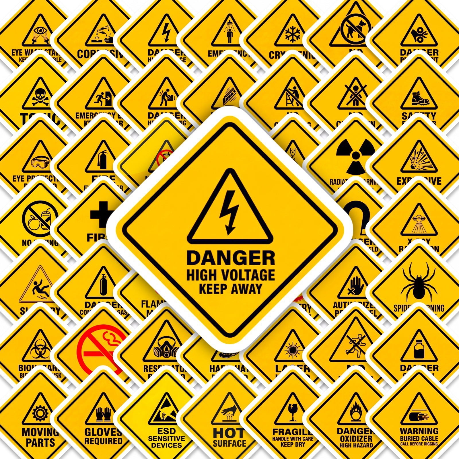 SWAZVAC 100PCS Total (2 Sets of 50PCS) Assorted Yellow Diamond Safety ...