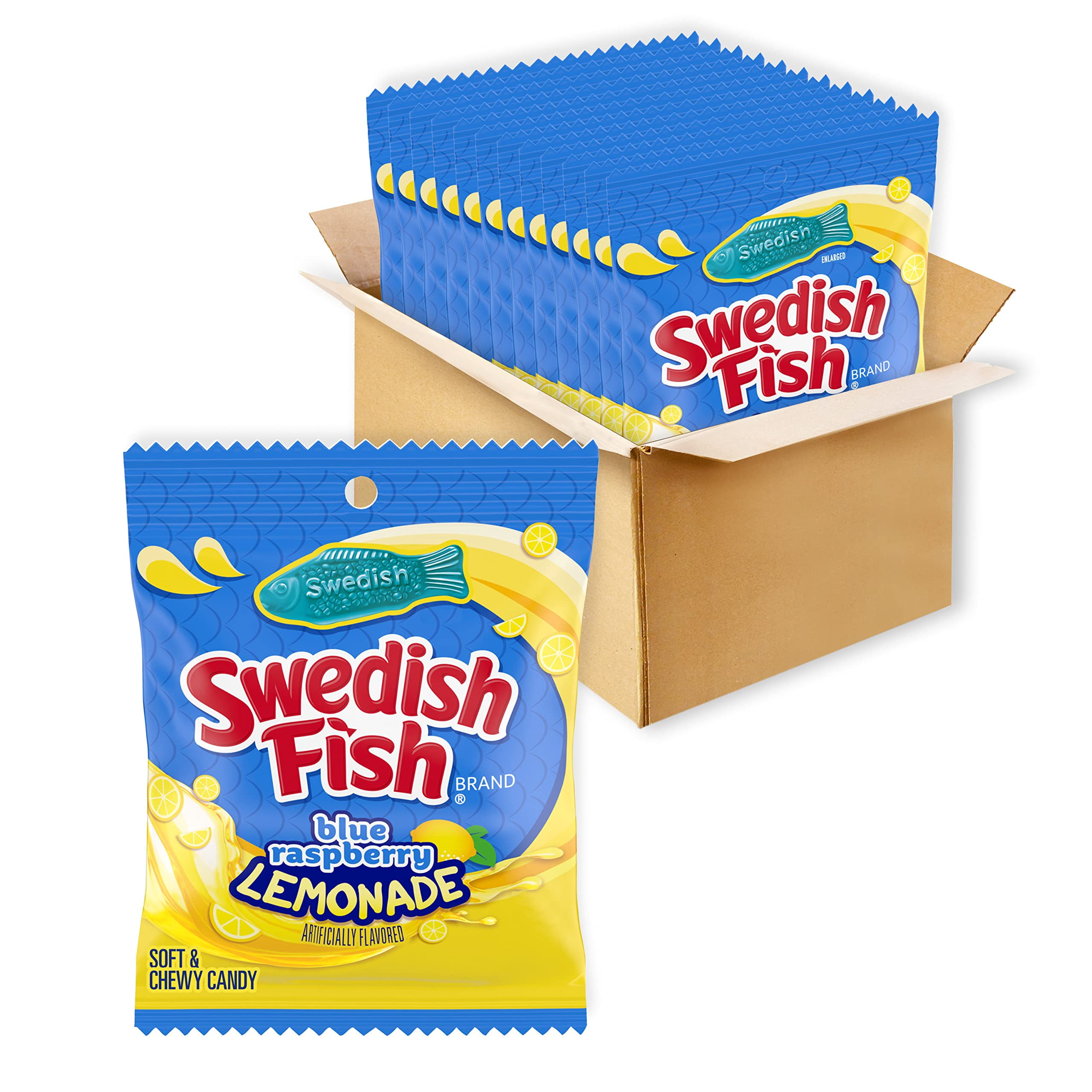 SWEDISH FISH Blue Raspberry AKF18 Lemonade Soft & Chewy Candy, Bulk ...