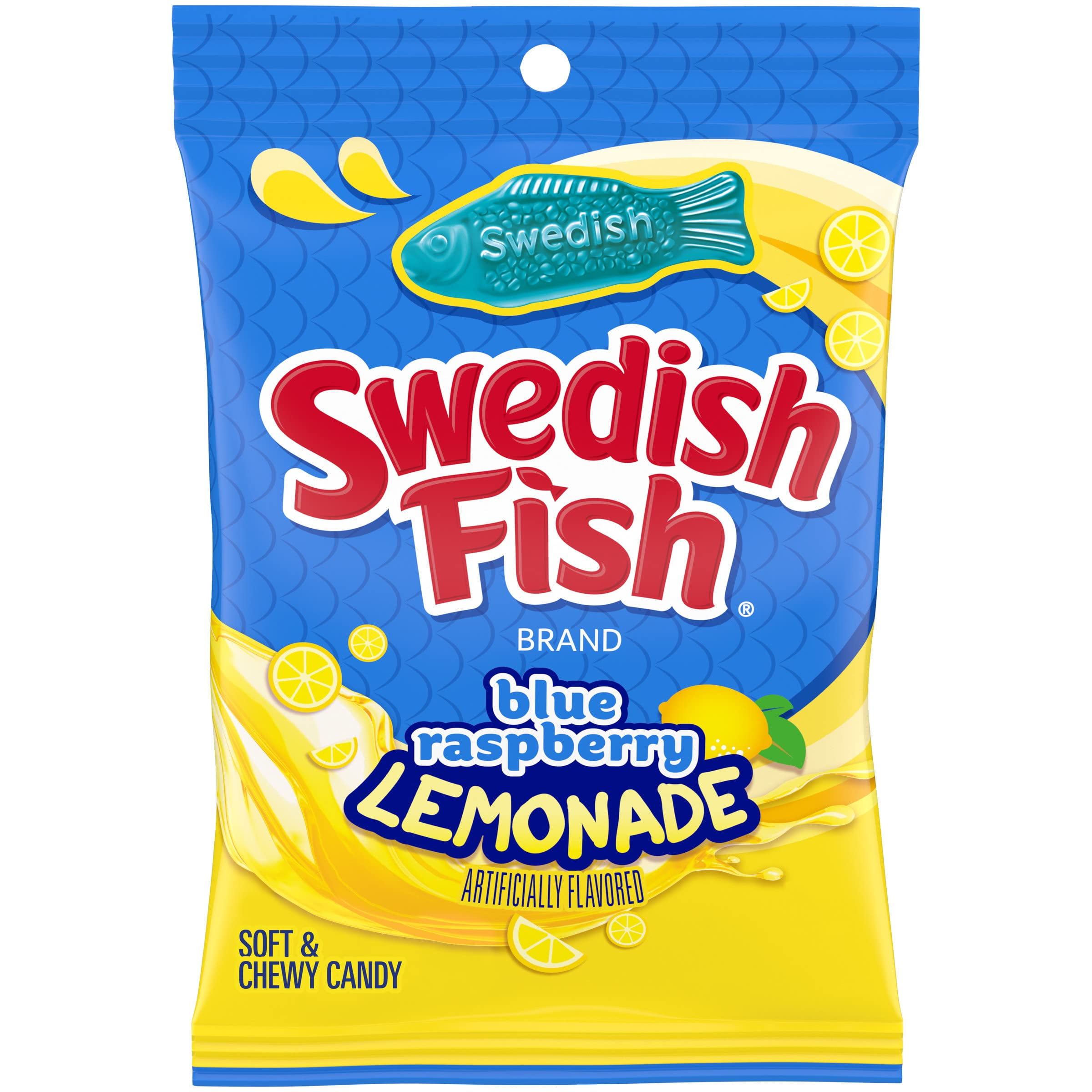 SWEDISH FISH Blue Raspberry Lemonade Soft & Chewy Candy, 8.04 oz Bag ...