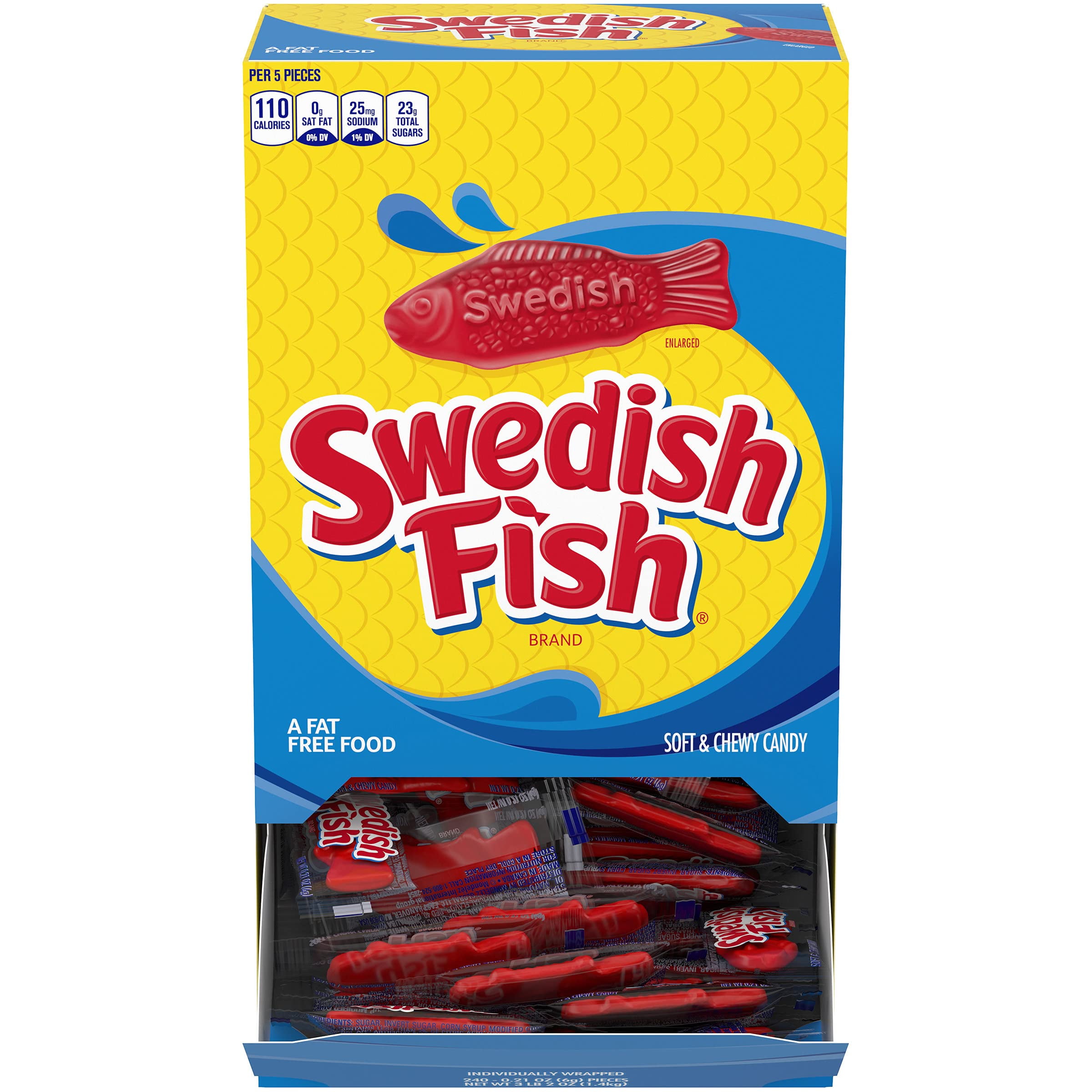 Swedish Fish Soft & Chewy Candy, Individually Wrapped, 240 Count Box ...