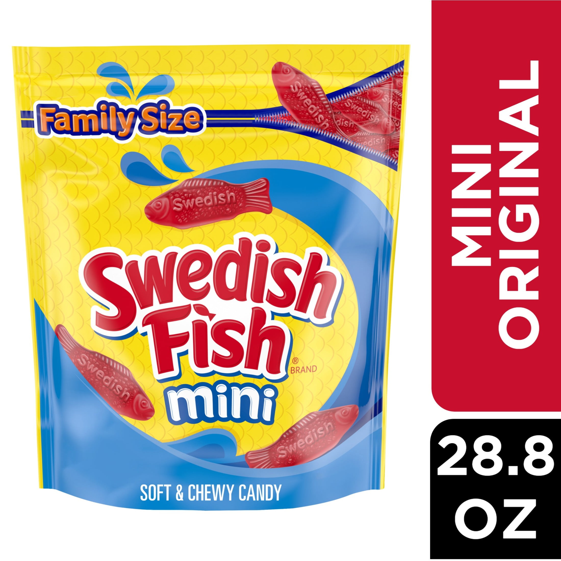 SWEDISH FISH Mini Soft & Chewy Candy, Family Size, 1.8 lb-Pack of 2 ...