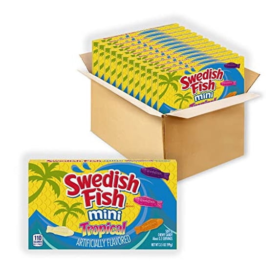 SWEDISH FISH Mini Tropical Soft & Chewy Candy, 3.5 Ounce (Pack of 12 ...