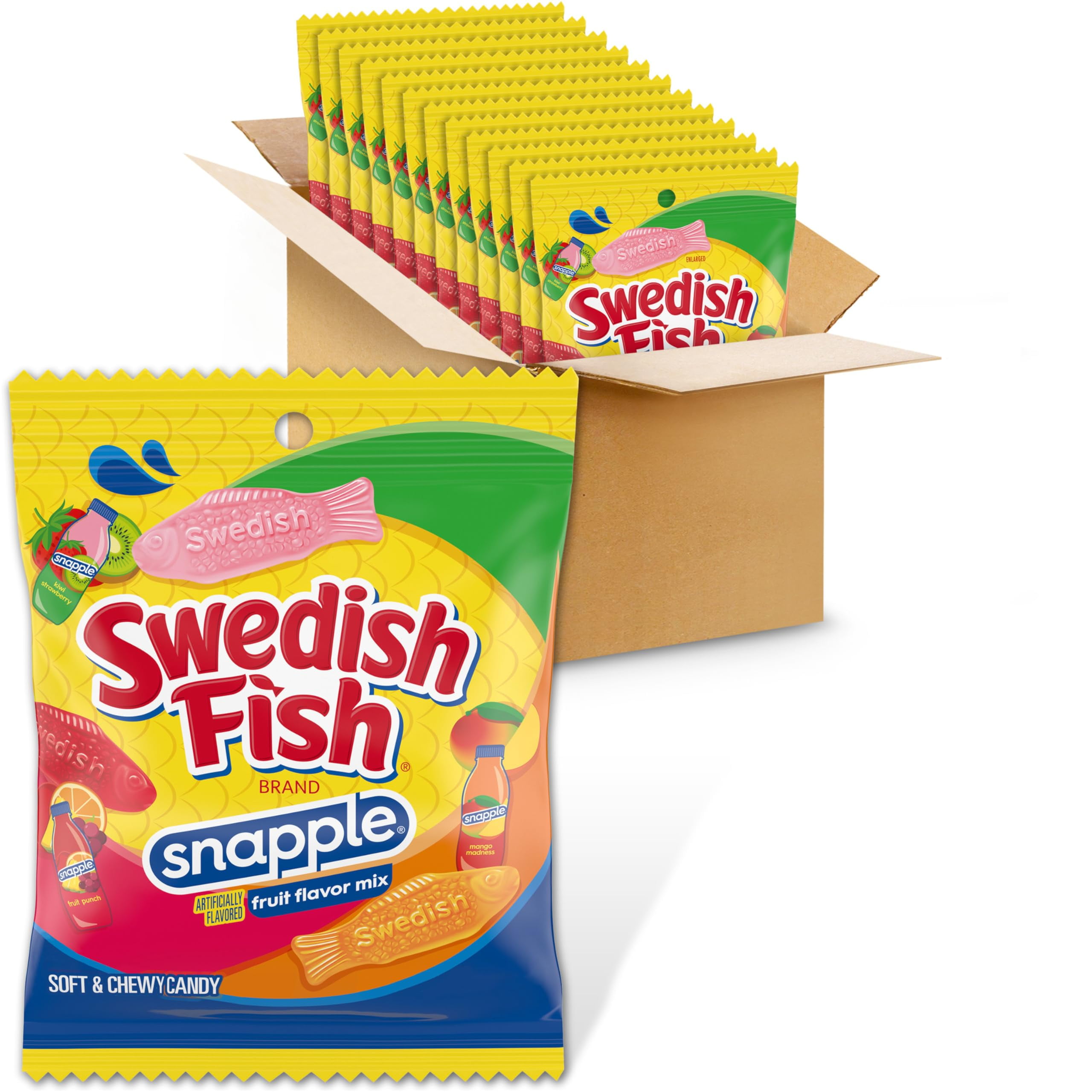 SWEDISH FISH Snapple Soft OIF8 & Chewy Candy, 12-3.59 oz Bags - Walmart.com