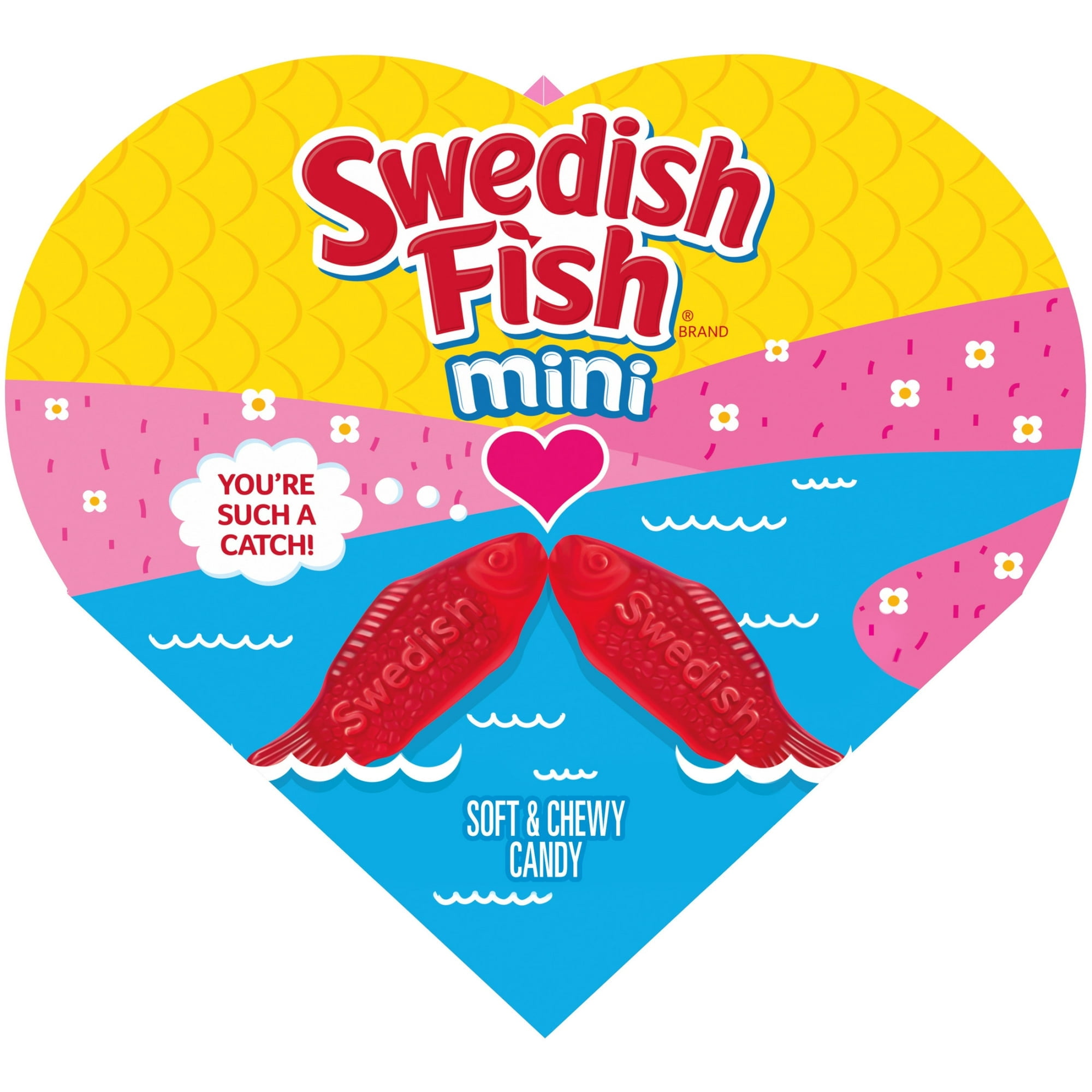 SWEDISH FISH Soft & Chewy Valentines Day Candy, 6.8 oz Heart Shaped Box ...