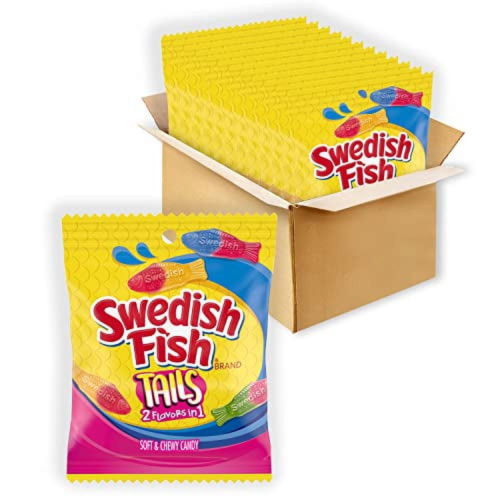 SWEDISH FISH Tails 2 Flavors in 1 Soft & Chewy Candy, 12 - 3.6 oz Bags ...