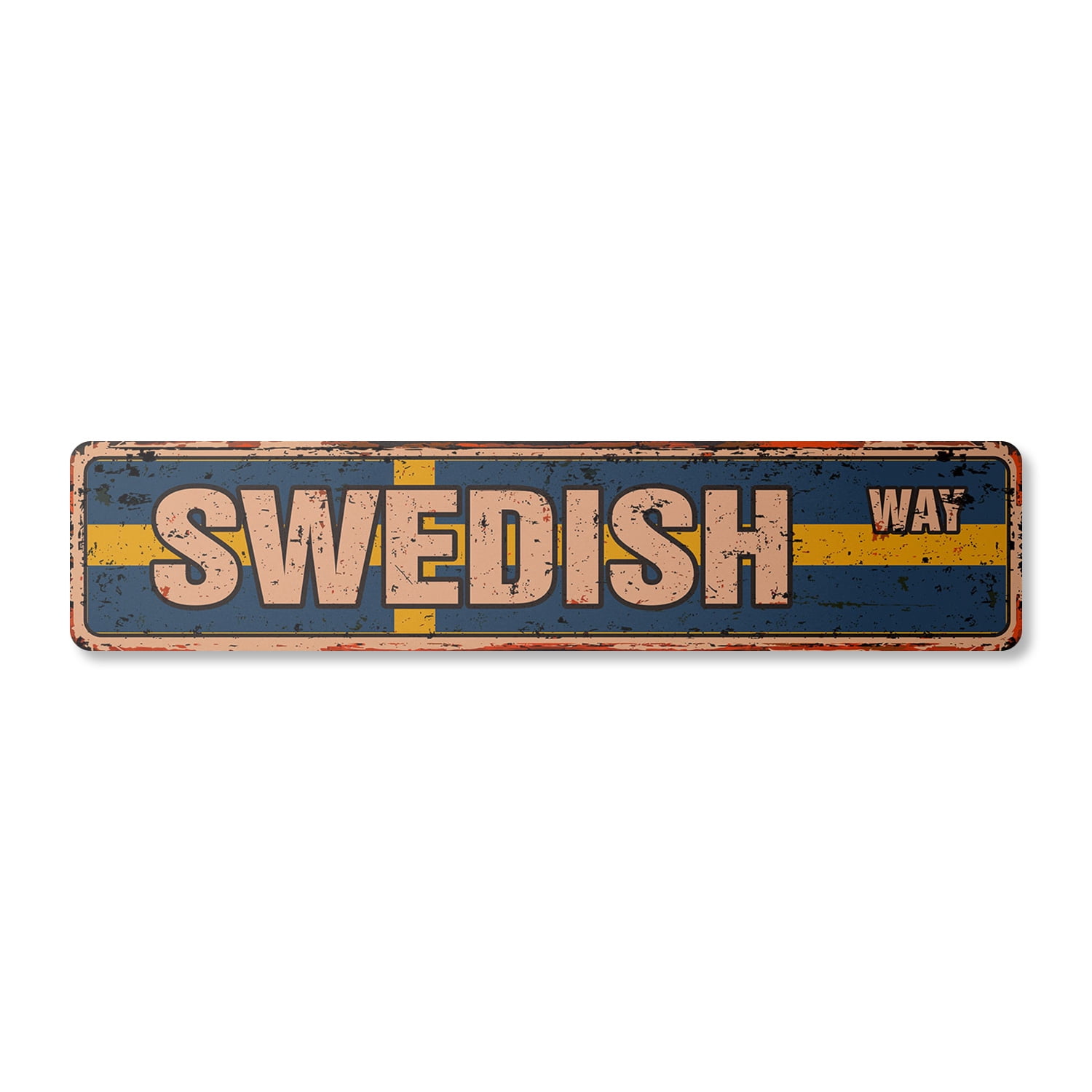 SWEDISH FLAG Vintage Plastic Street Sign sweden national nation pride ...