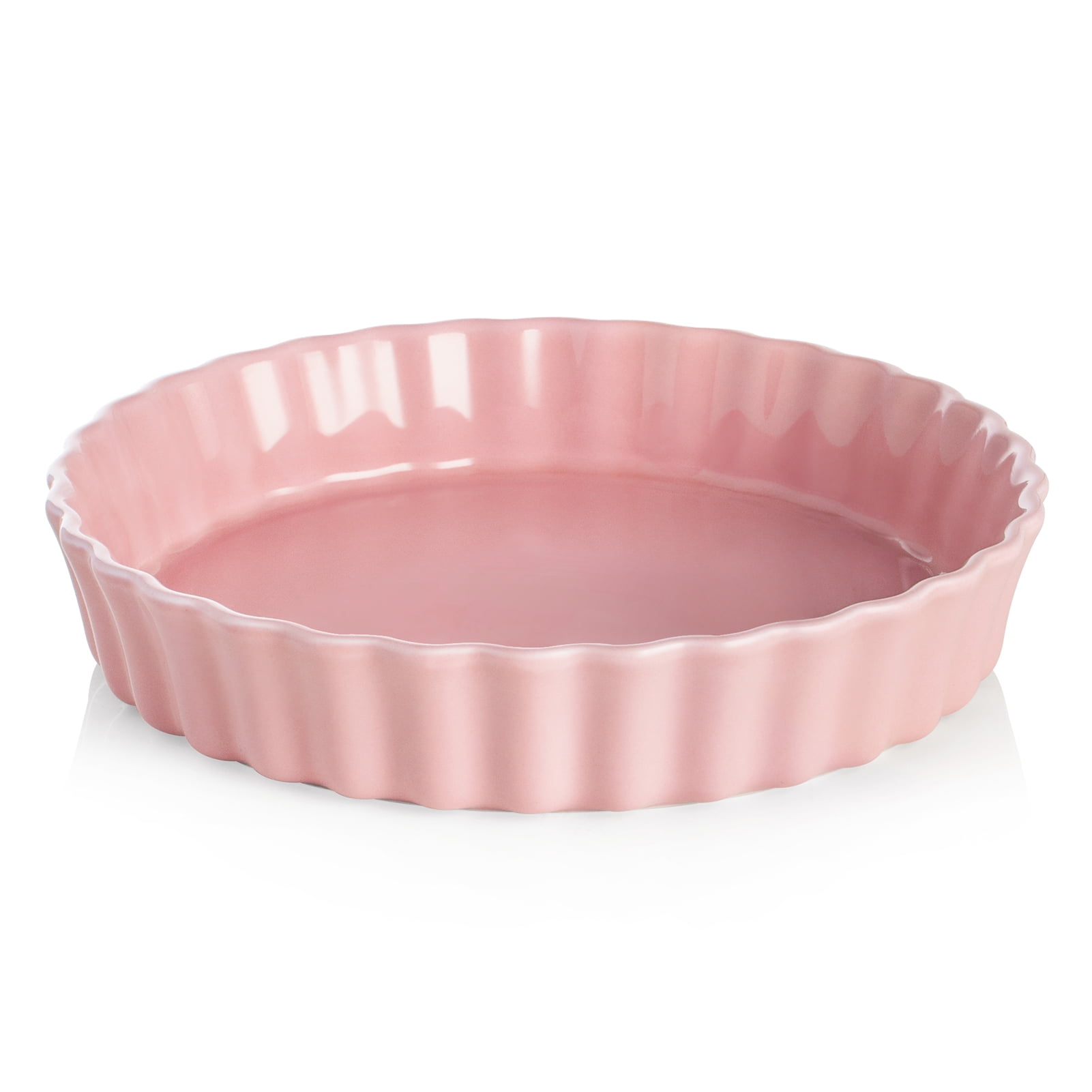 SWEEJAR Ceramic Pie Pan for Baking, 9.5 Inches Round Wavelet Fringe Pie ...