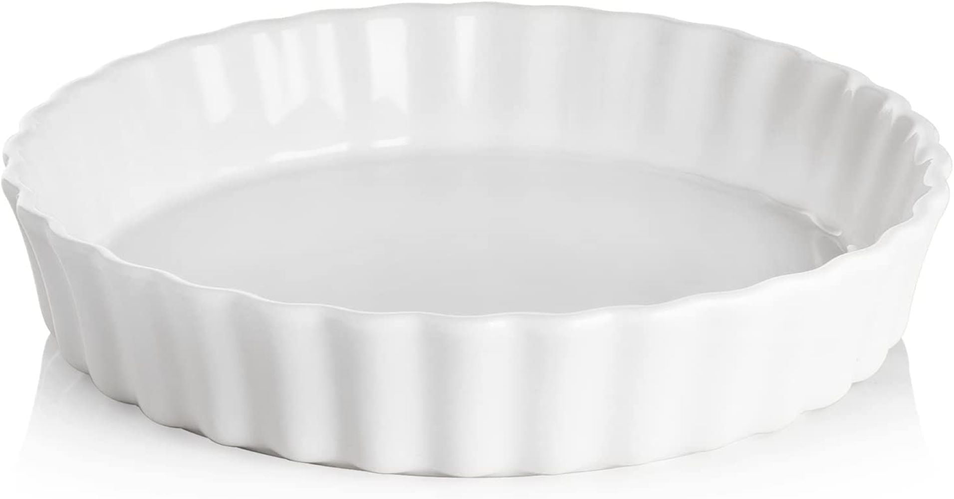 SWEEJAR Ceramic Quiche Bakeware, Large Deep Tart Pie Pan, 9.5 Inches ...