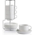 SWEEJAR Porcelain Espresso Cups with Saucers, 4 Ounce Stackable ...