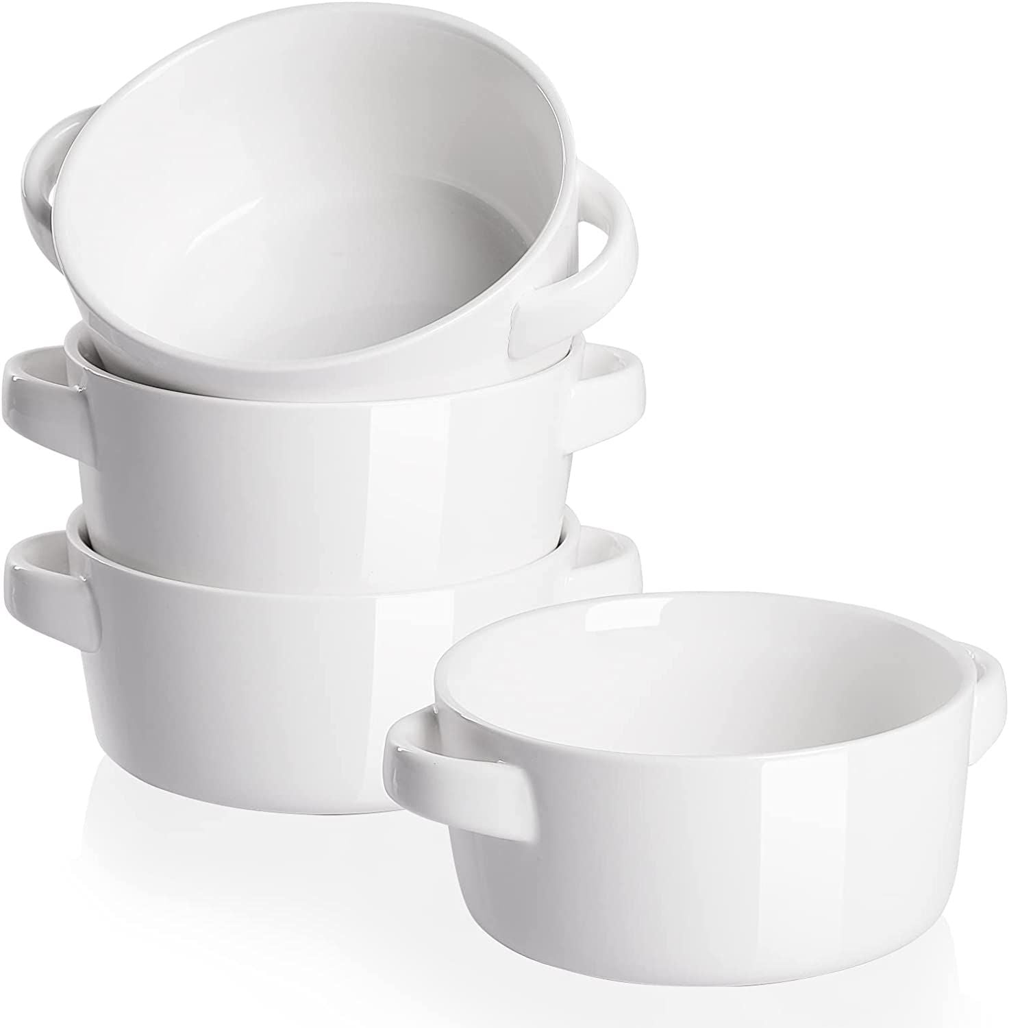 SWEEJAR Porcelain Soup Bowls with Handles, 28OZ Substantial Crocks for ...