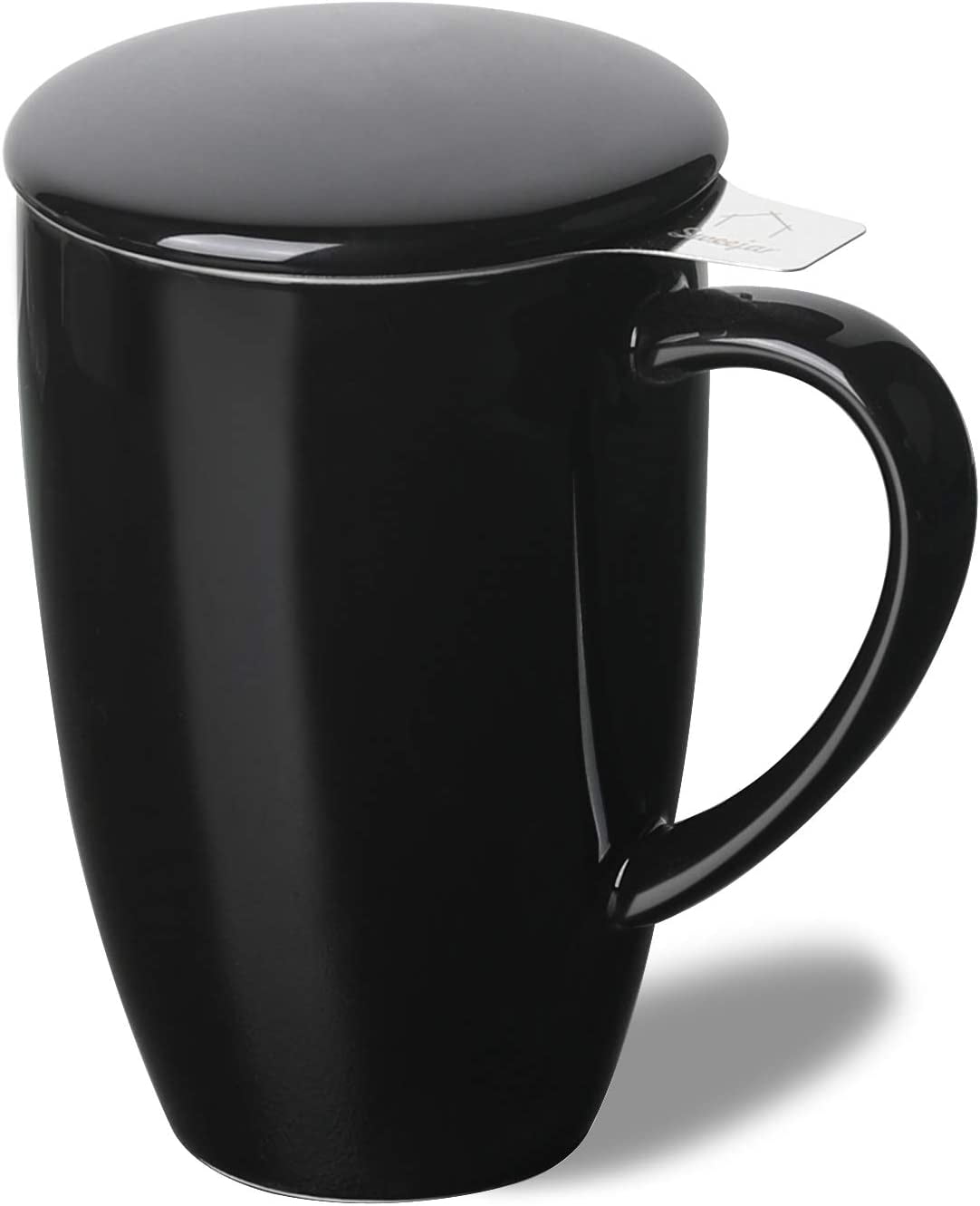 SWEEJAR Porcelain Tea Mug with Infuser and Lid, 16 Fl Oz, Breakage ...