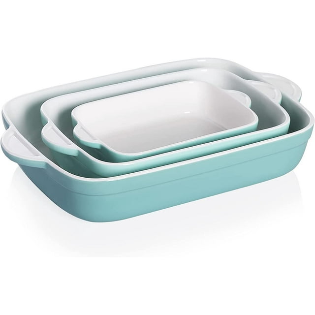 SWEEJAR Rectangular Ceramic Bakeware Set, Non-Stick Roasting Pan with ...