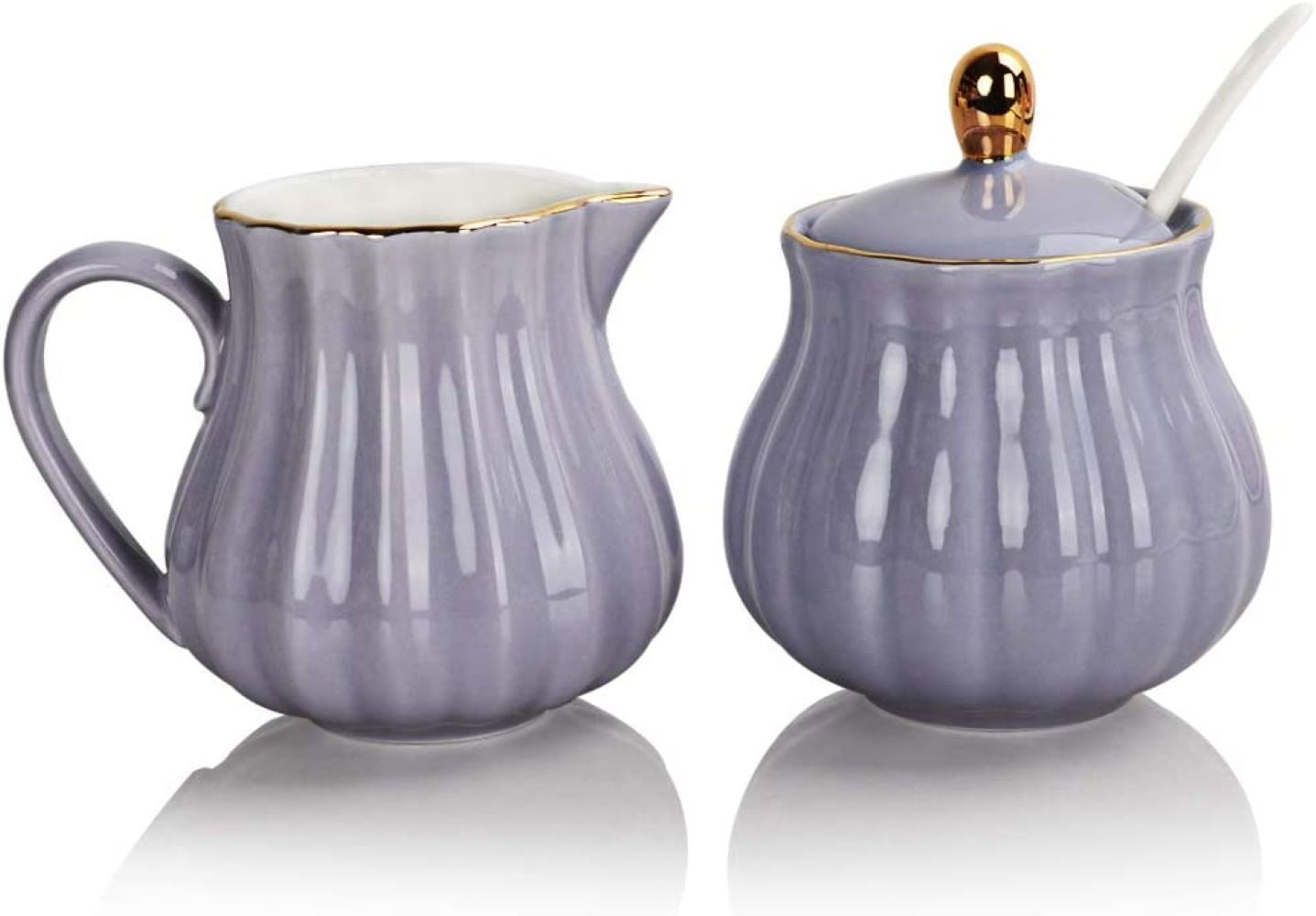 SWEEJAR Royal Ceramic 3 Piece Sugar and Creamer Set, Small Covered Milk ...