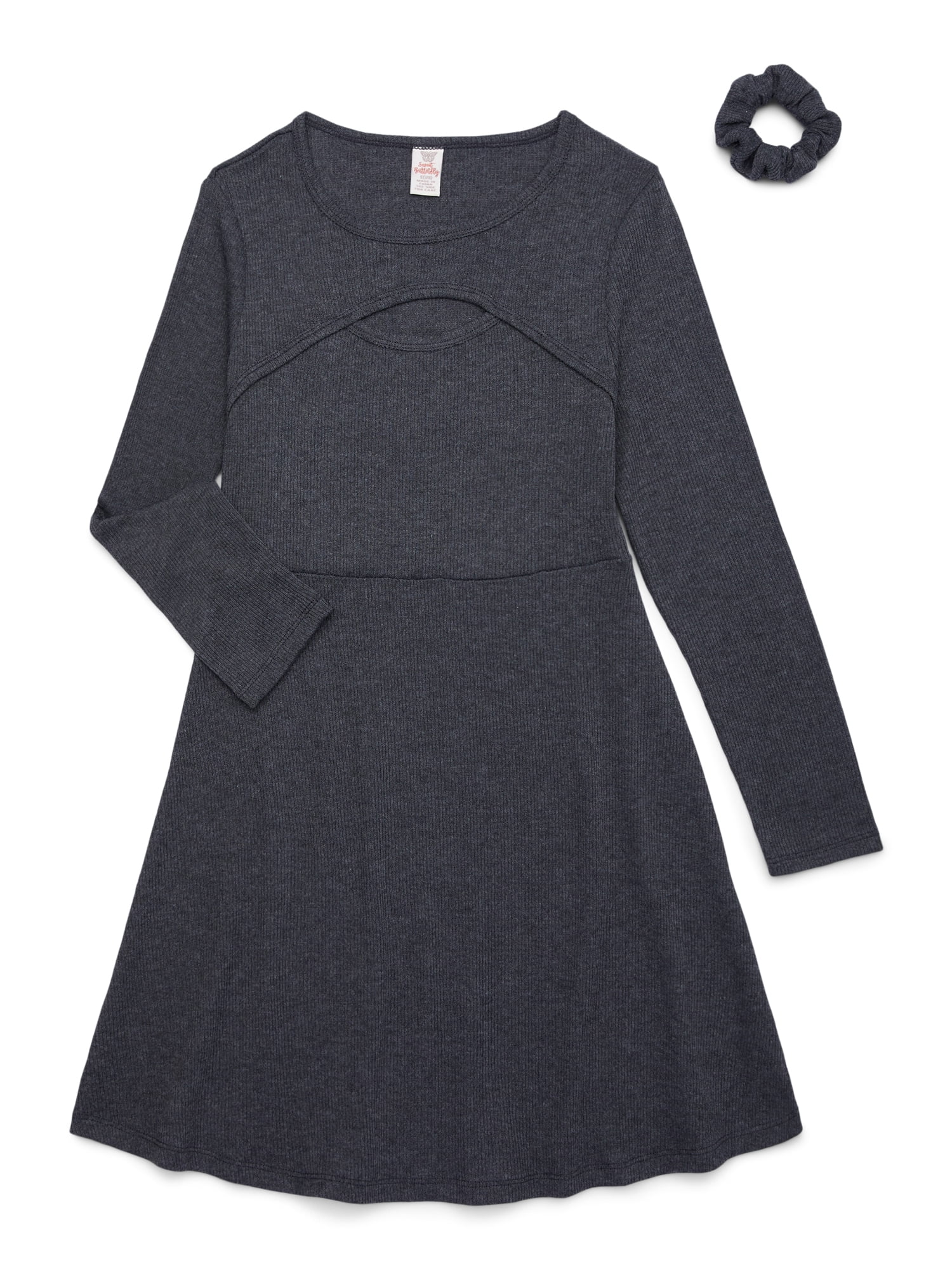 Sweet Butterfly Knit Dress - Long Sleeve Cotton - Sizes 7-16 - Walmart.com