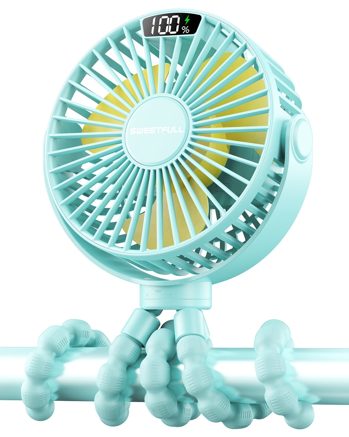 SWEETFULL Portable Stroller Fan with Display 4000mAh Battery Powered ...