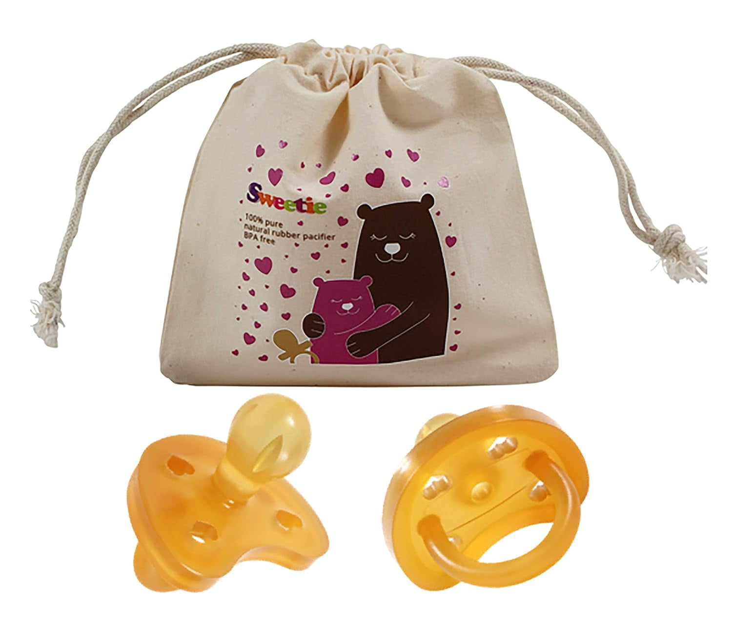 SWEETIE RUBBER Pacifier Natural Rubber Pacifier Rounded HEART SHAPE ...