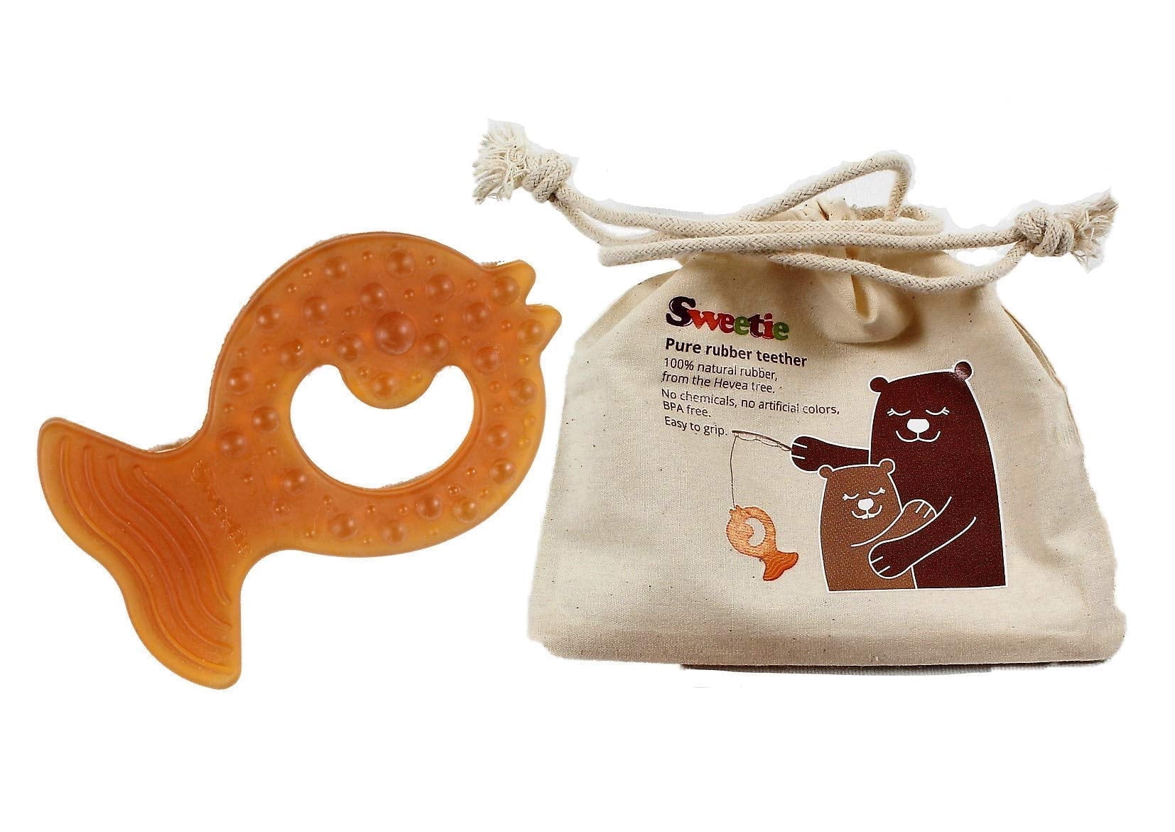 SWEETIE pure natural rubber Teether Fish 100% Pure Natural Rubber ...