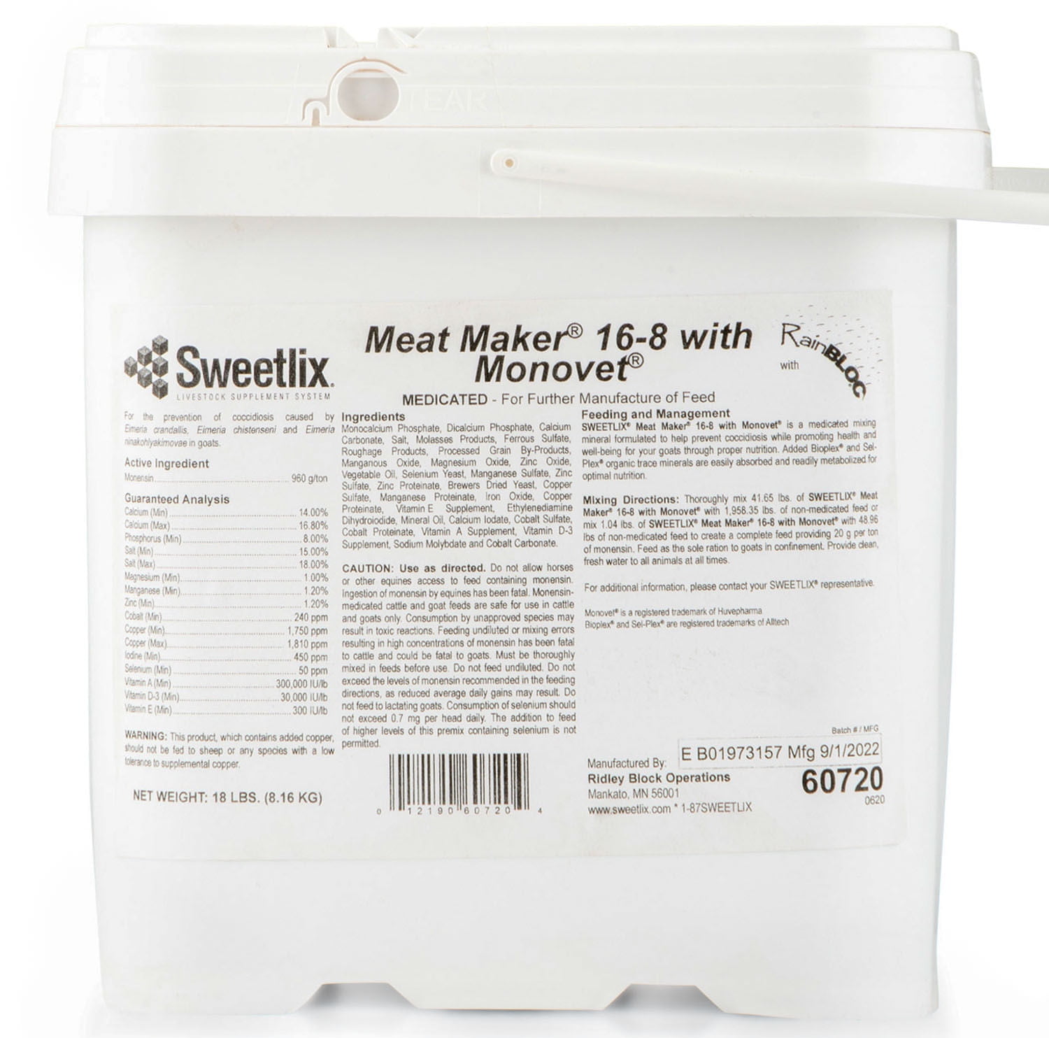 SWEETLIX Meat Maker Goat 16-8 with Monovet & RainBloc, 18 lb - Walmart.com