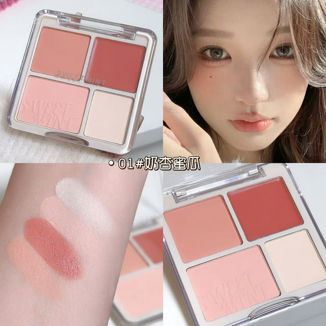 SWEETMINT Four-color Blush High Disc Matte Highlight Brightening Blush ...