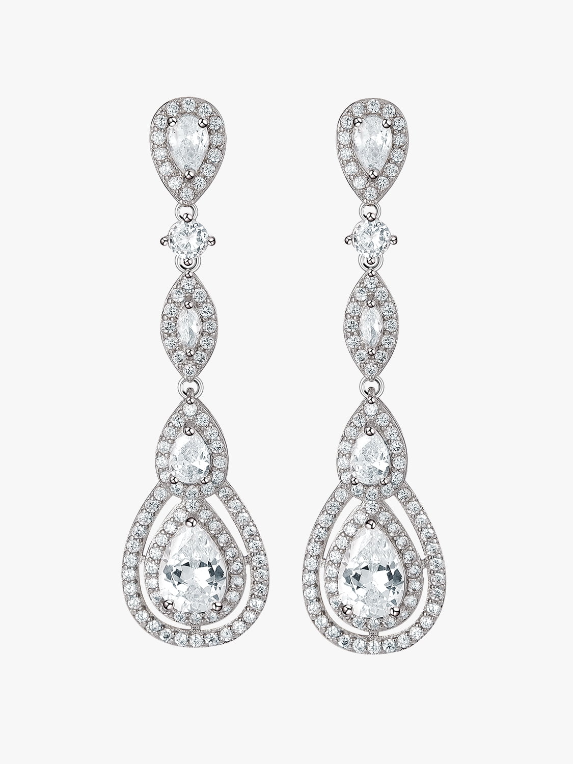 SWEETV Crystal Wedding Bridal Earrings for Brides Bridesmaid, Long ...