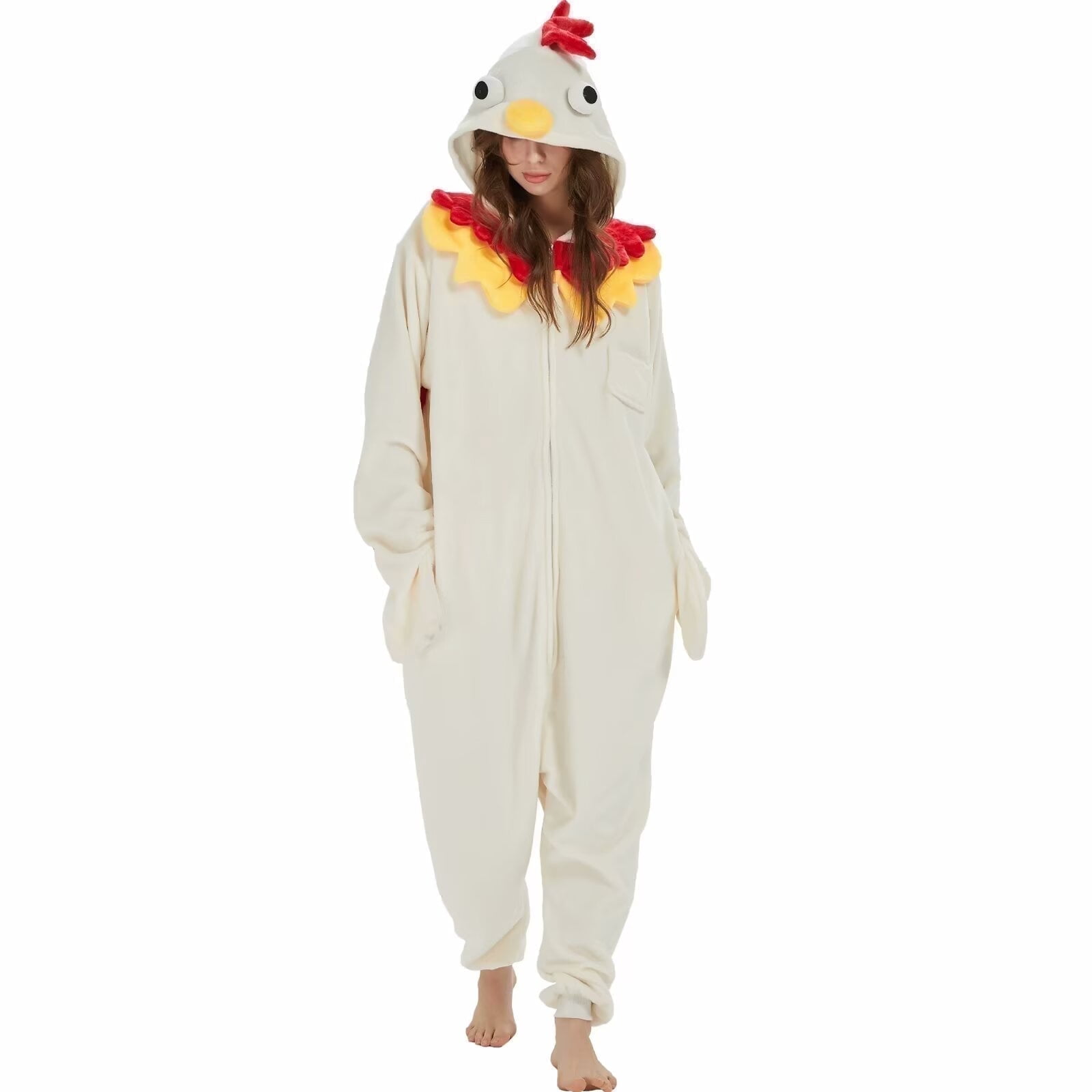 SWEETXIN Adult Chicken Unisex Onesie Pajamas Halloween Cosplay Costume ...