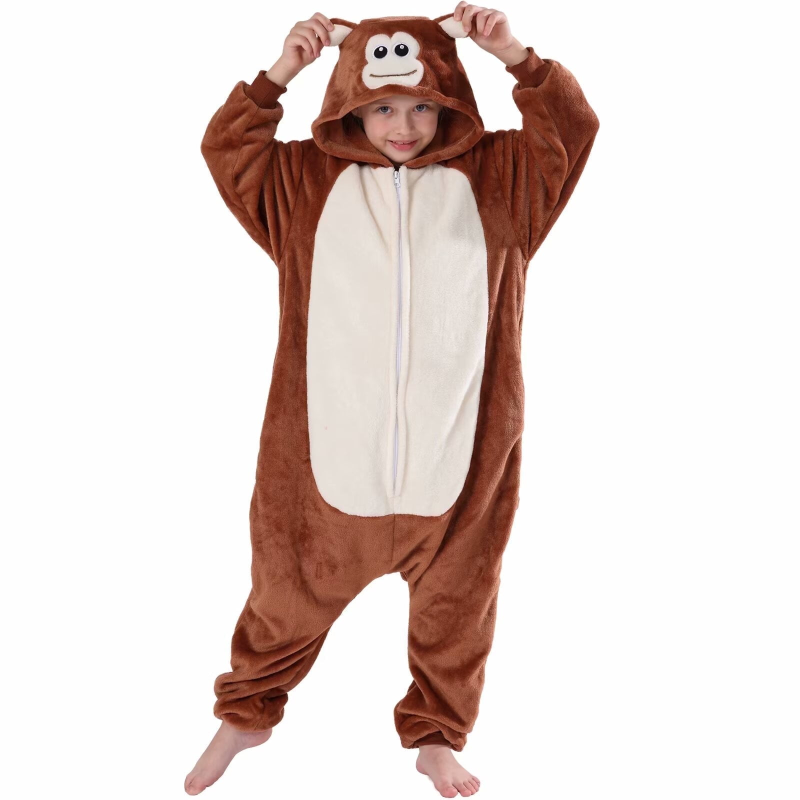 SWEETXIN Kids Monkey Onesie Pajamas Plush Costume Cosplay Sleepwear for ...