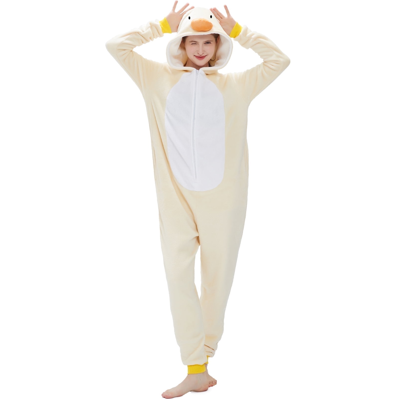 SWEETXIN Adult Halloween One-Piece Pajamas Duck Cosplay Costume Suit ...