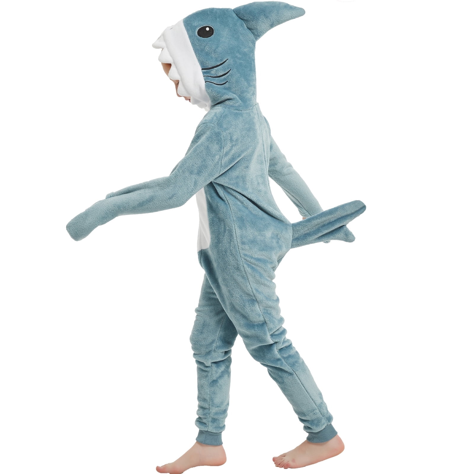 SWEETXIN Kids Shark One-Piece Pajamas Halloween Snug Plush Costume ...