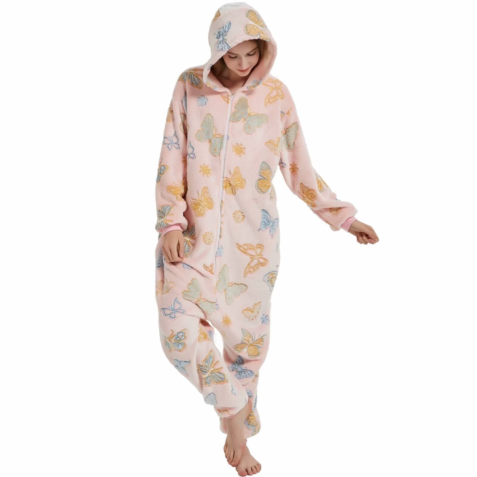 SWEETXIN Women's Snug Fit Butterfly One-Piece Pajamas, Glow-in-the-Dark ...