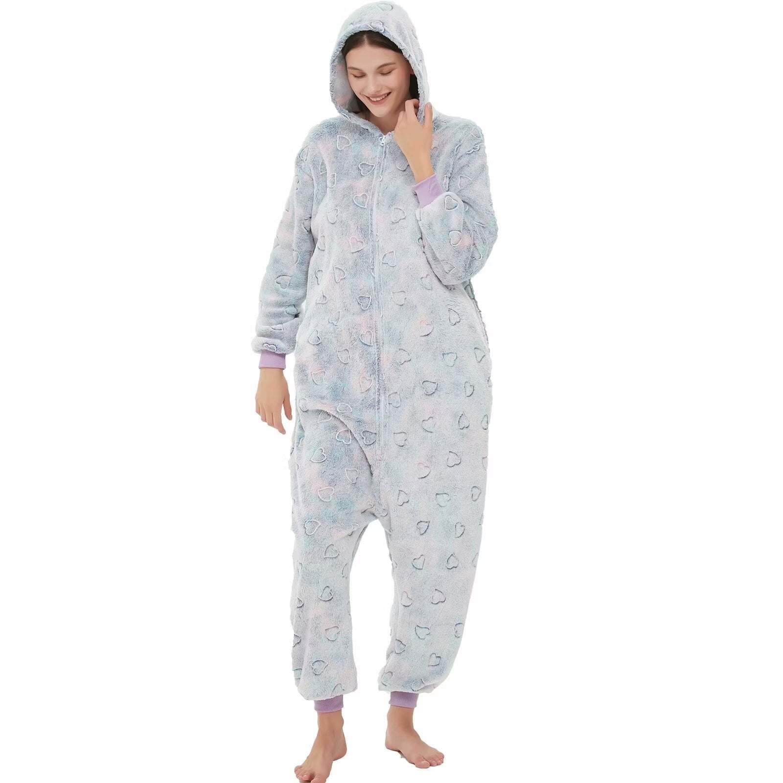 SWEETXIN Women's Snug Fit Printing One-Piece Pajamas, Glow-in-the-Dark ...