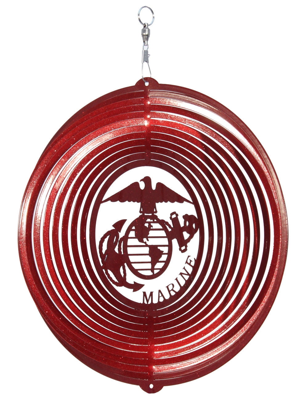 SWEN Products US MILITARY MARINES CIRCLE Swirly Metal Wind Spinner ...