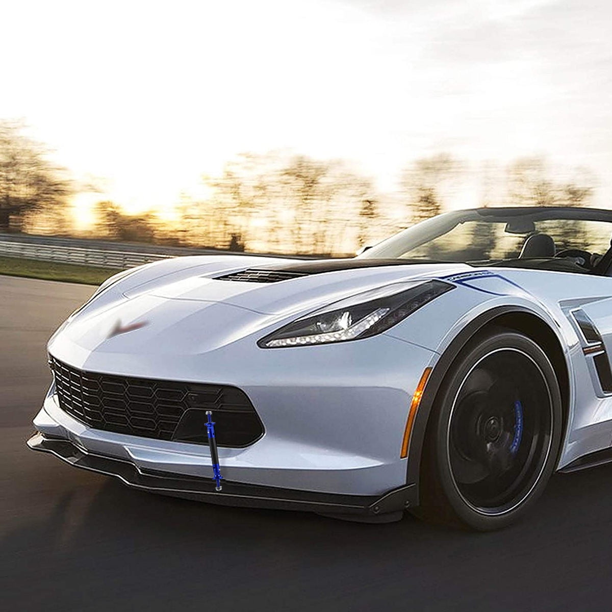 SWETRACE 1 Pair Blue Aluminum Alloy Bumper Bar Car Protection Damage Reduction 5.3x0.8in ...