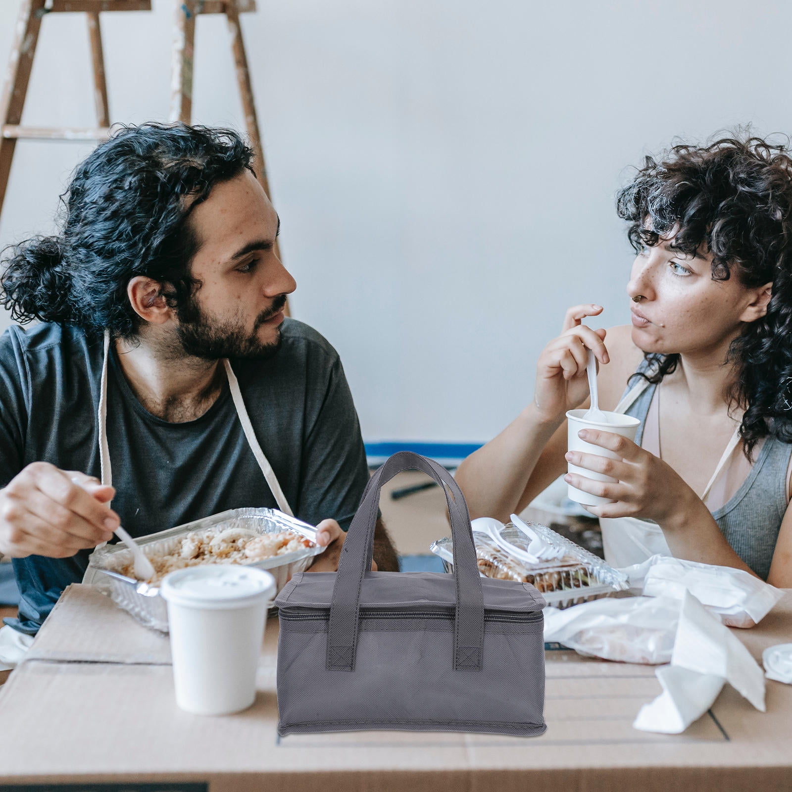 SWETRACE Mini Rectangular Lunch Bag Grey 1 Piece 9.8X7.1X4.7In ...