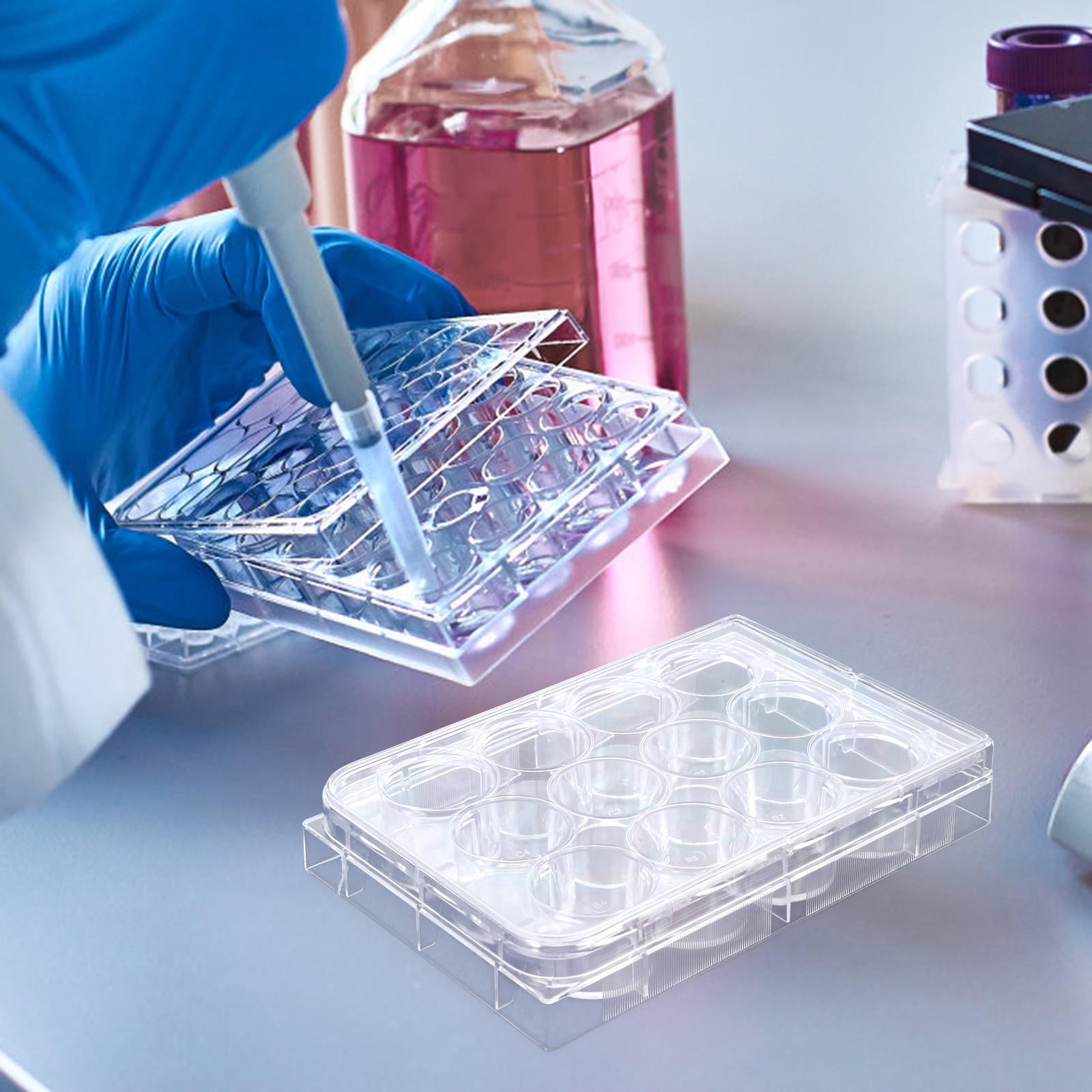 SWETRACE 10Pcs Cell Culture Plate for Enzyme Reaction Flat Bottom 4 ...