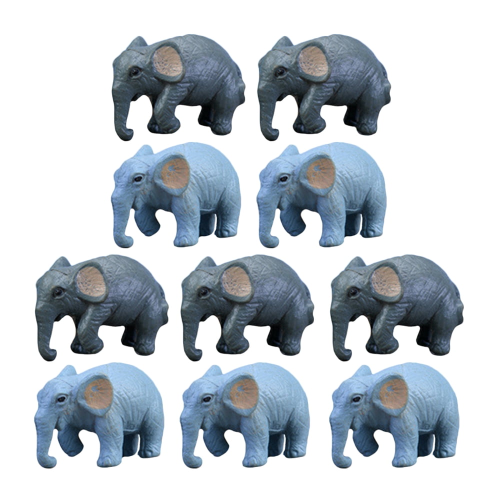 SWETRACE 10Pcs Mini Figurine Elephant Assorted Color Realistic Shape ...