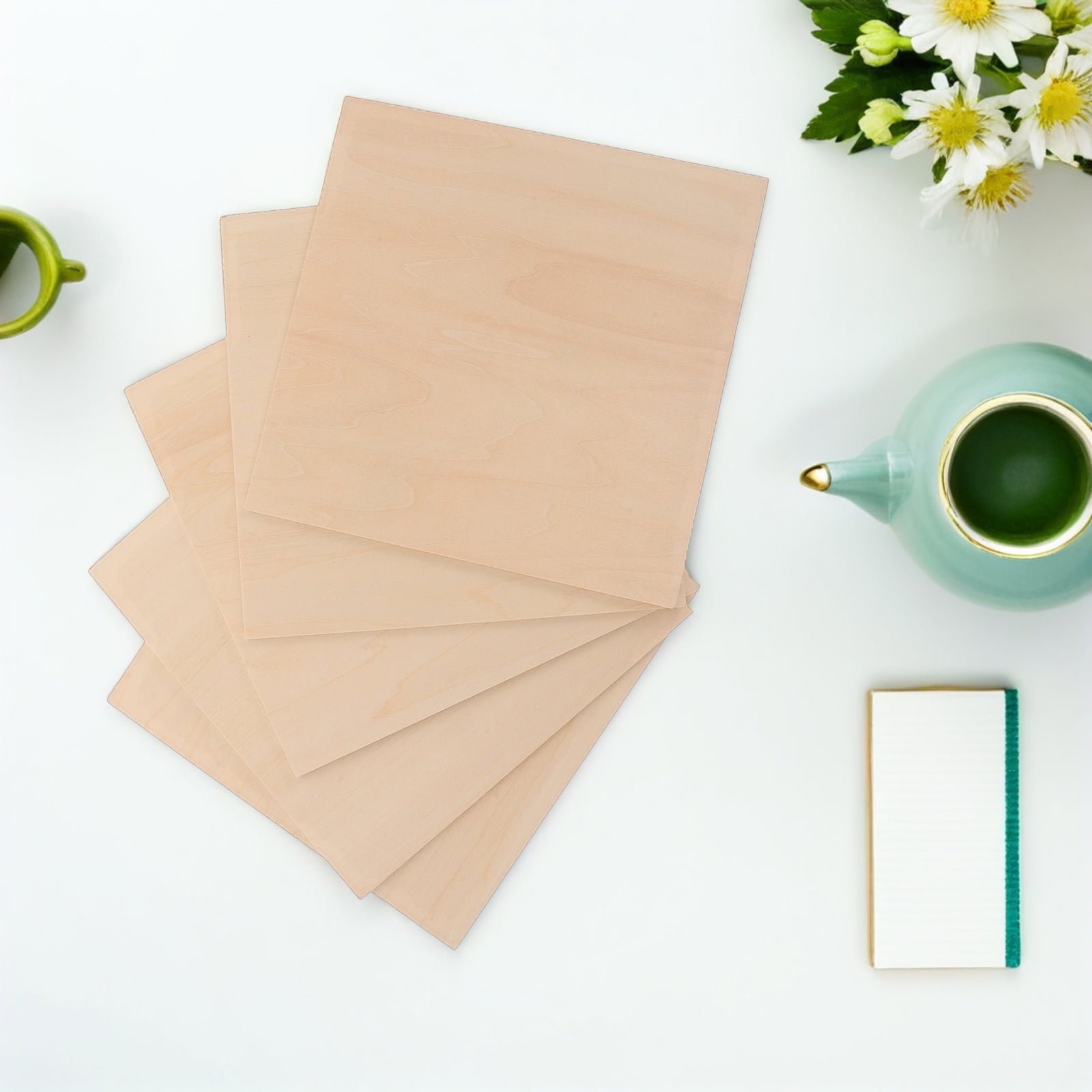 SWETRACE 10Pcs Wooden Plank Khaki Square Basswood Composite For ...