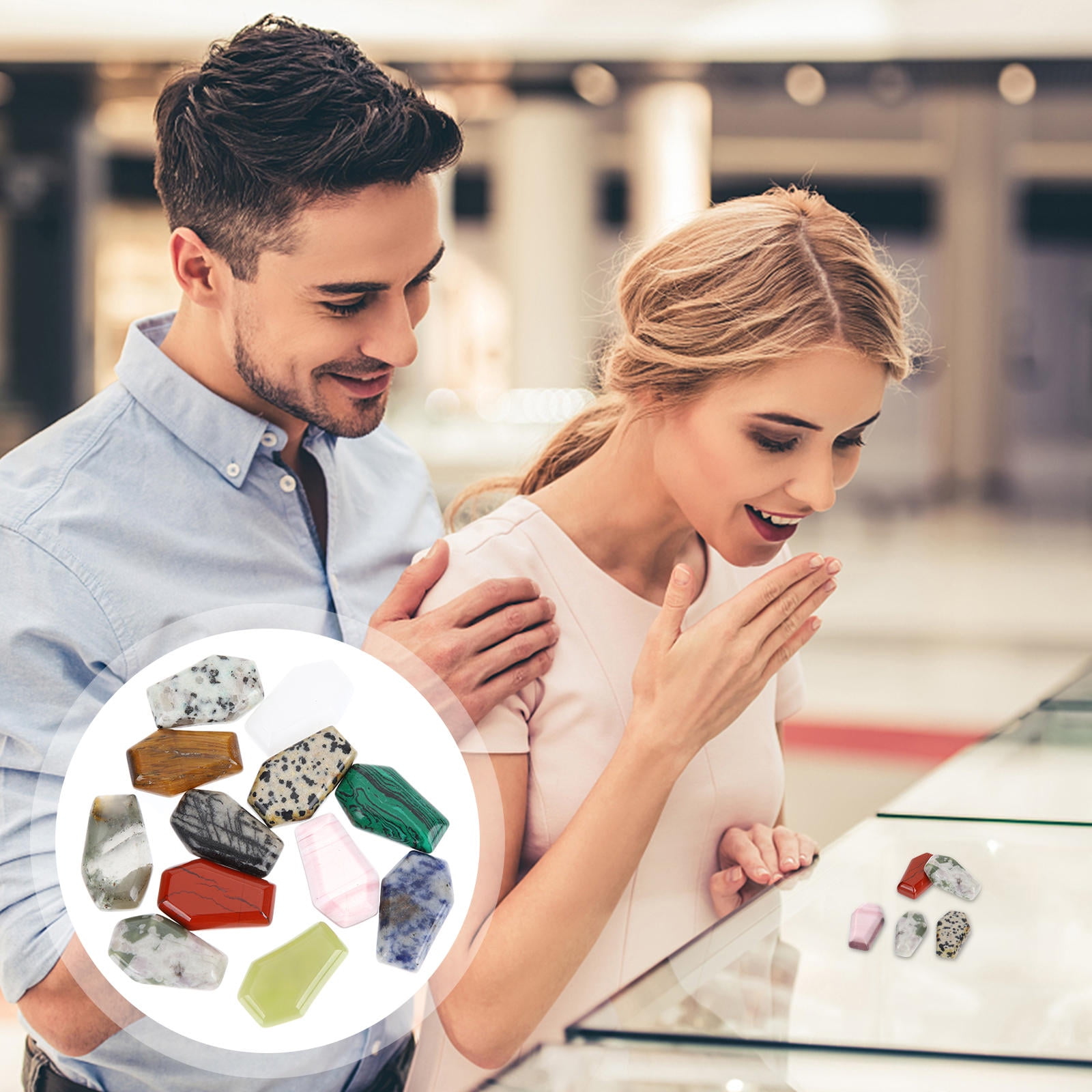 SWETRACE 12Pcs Natural Crystal Stone Coffin Shape Crystals For Crafts ...