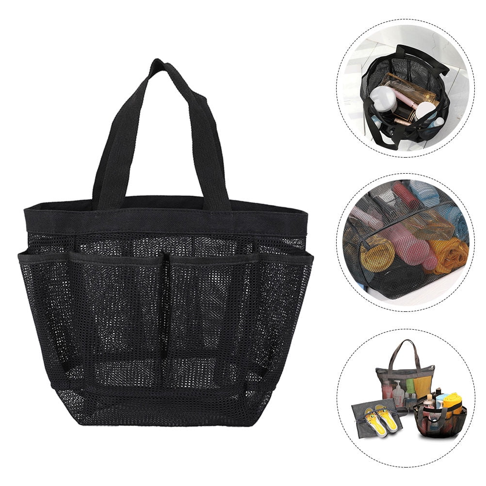 SWETRACE 1Pack Black Nylon Beach Tote Bag With Storage And Drainage Functions For Pool Trip ...