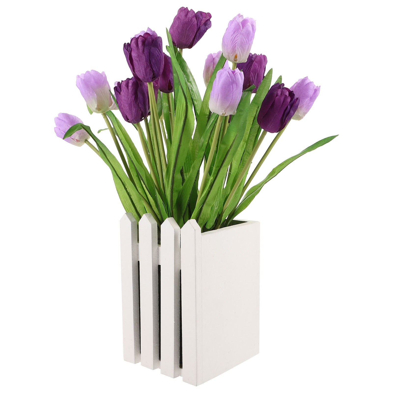 SWETRACE Artificial Flower Stems Tulip Artificial Flower Fence Purple ...