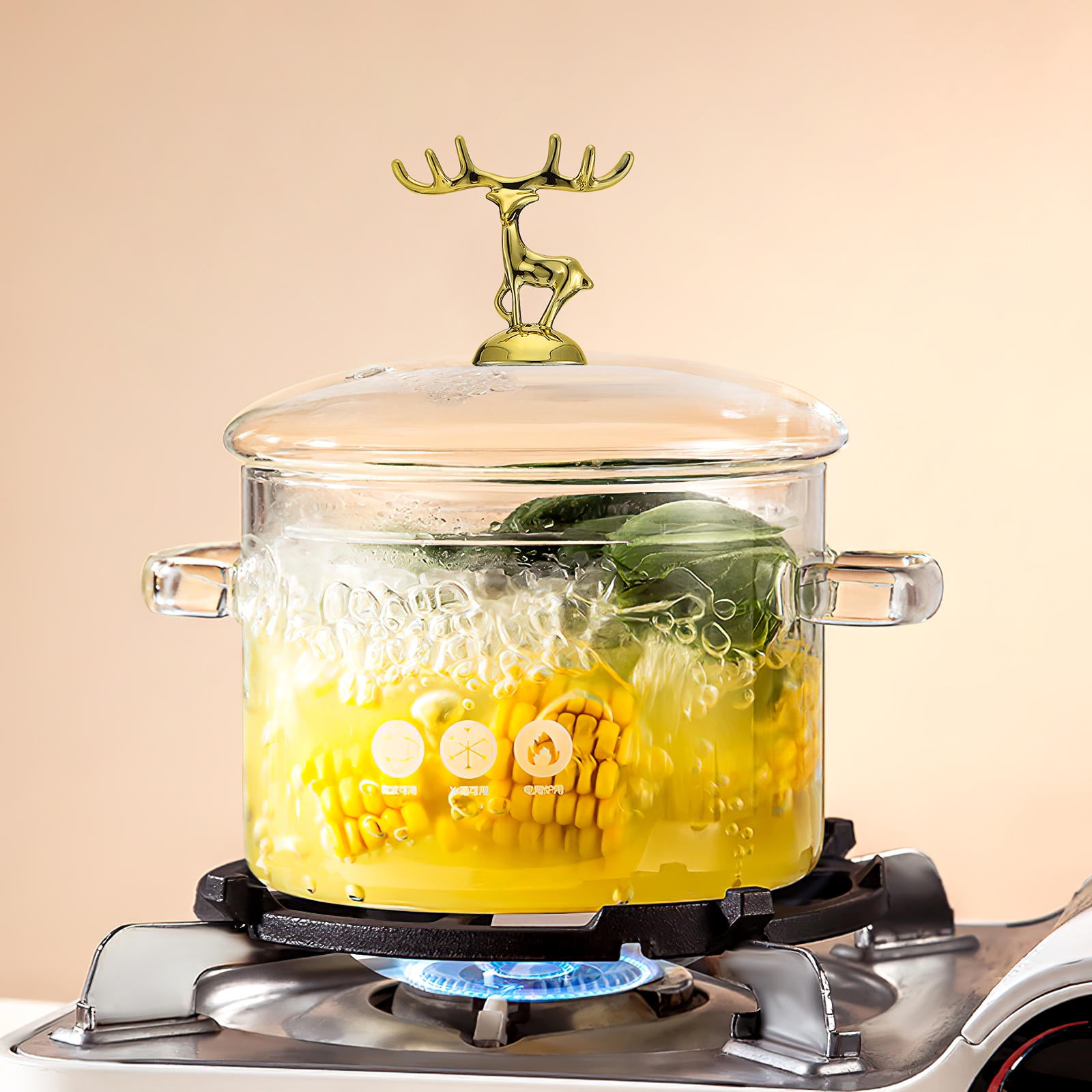 SWETRACE 1Pack Kitchen Cookware Glass Stew Pot for Boiling Noodles ...