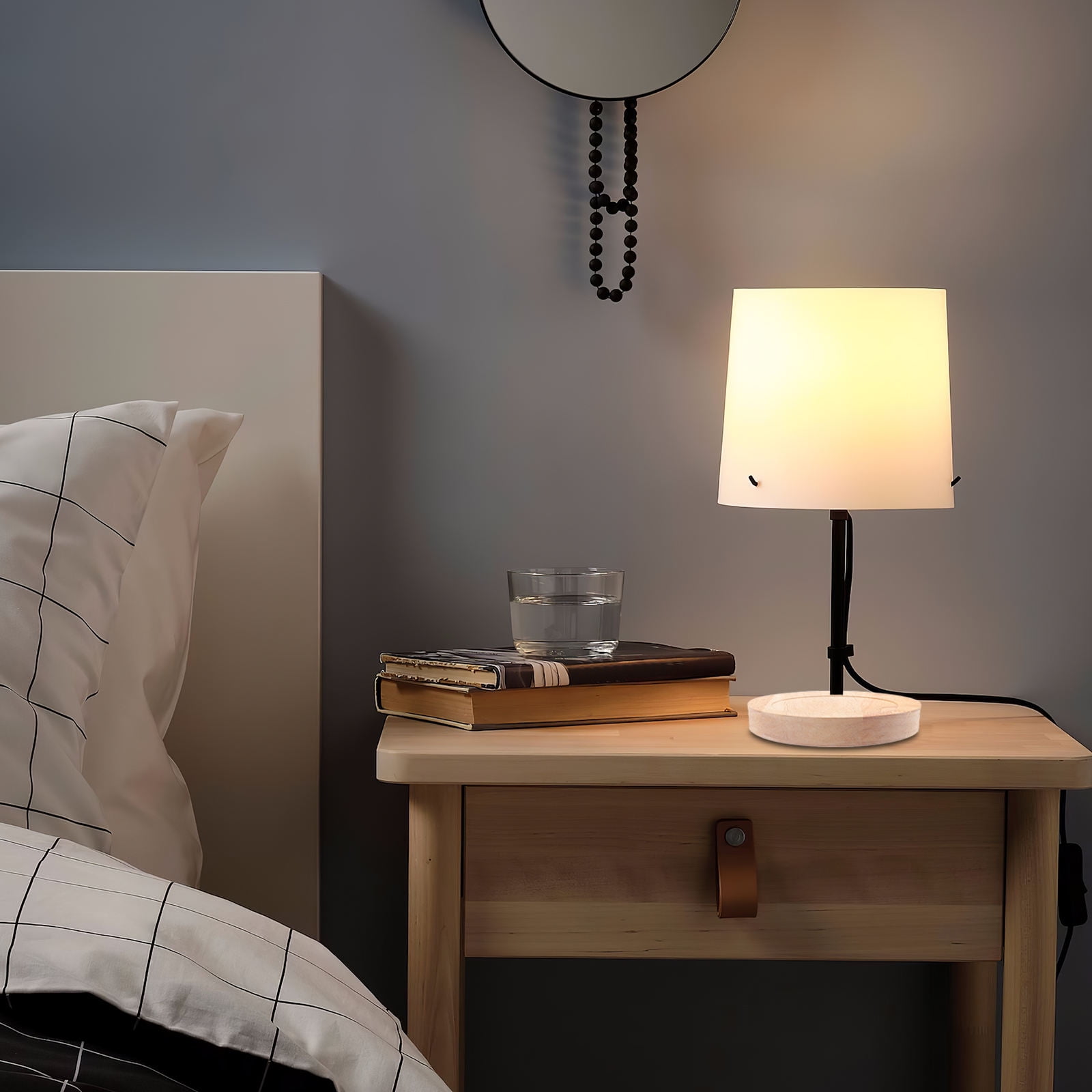 SWETRACE 1Pack Round Lamp Base in Khaki for Bedroom Wooden Stand 5.5x5 ...