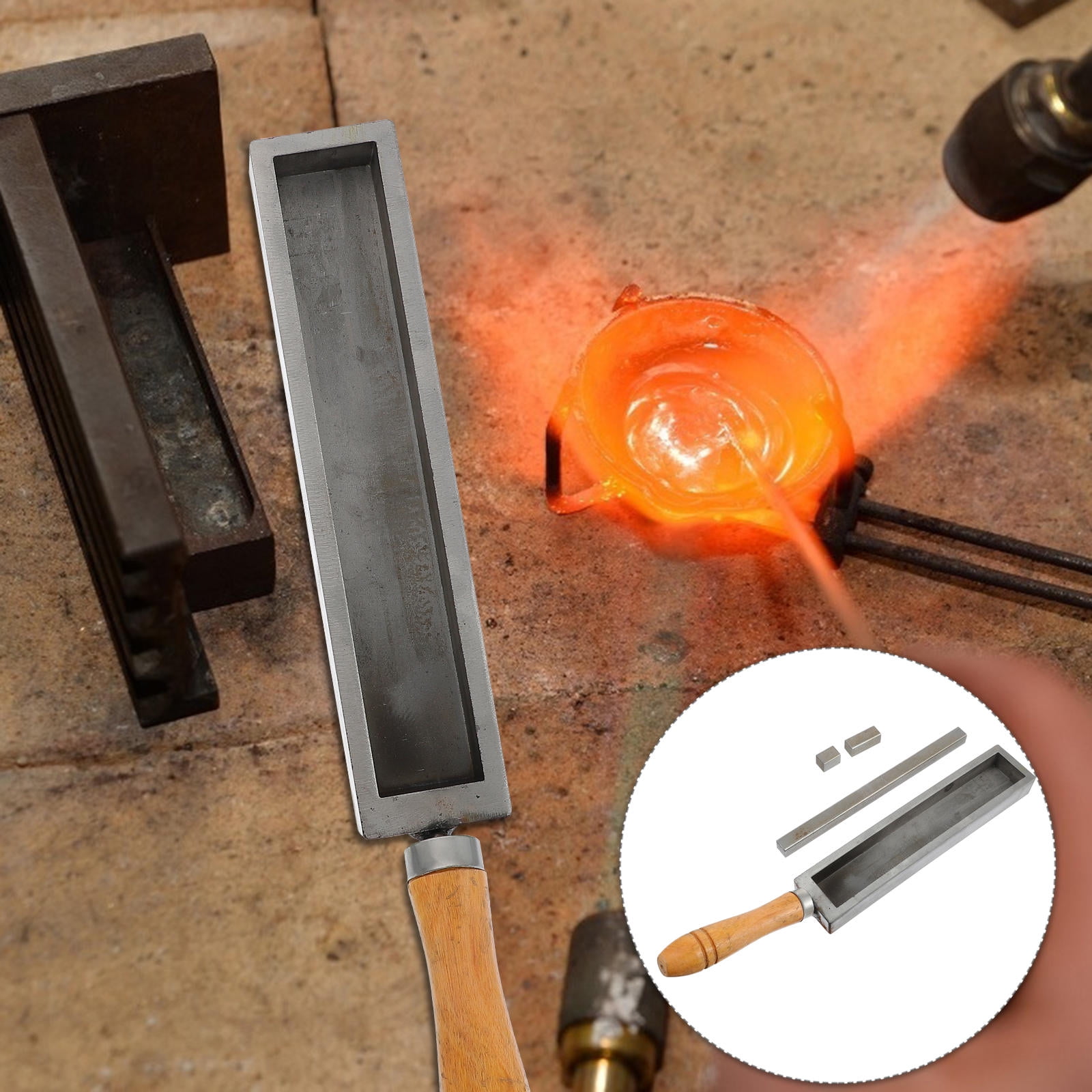 SWETRACE 1Pc Melting Mold Wood and Alloy Steel for Metal Casting Ingot ...