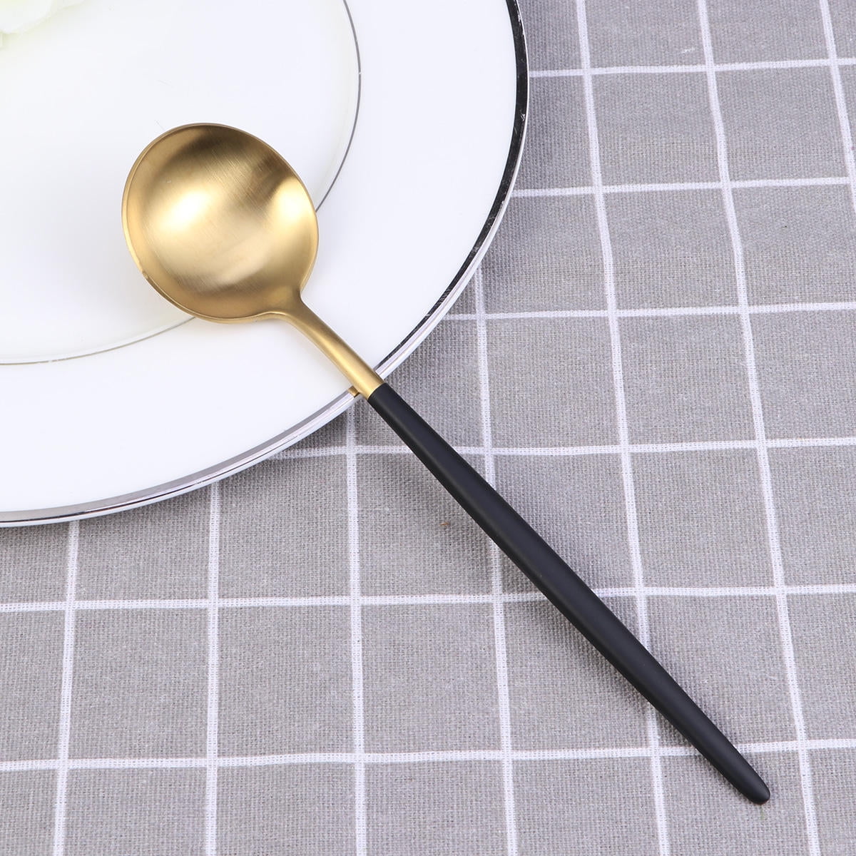SWETRACE 1Pcs Black Gold Tableware Spoon Simple Design For Adults ...