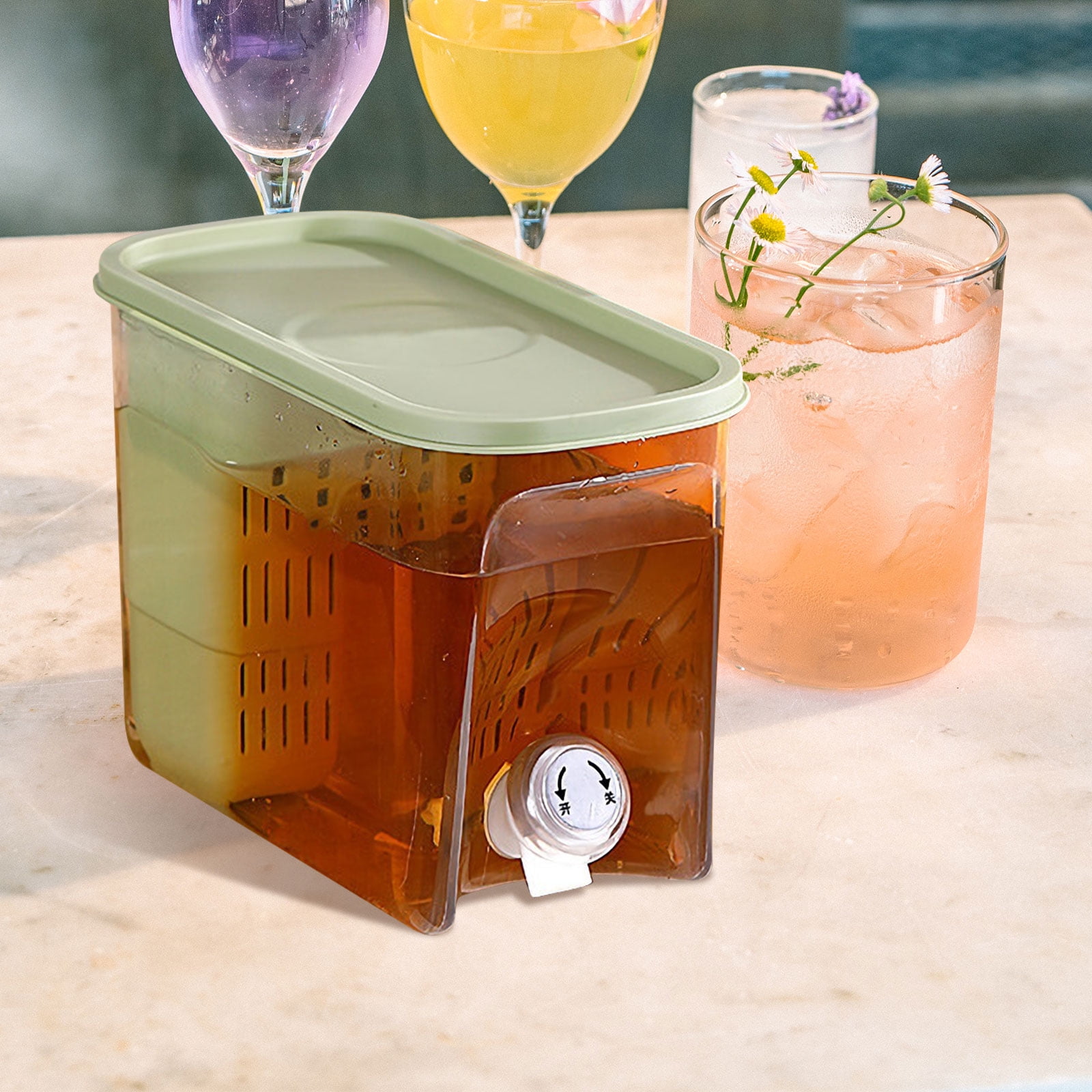 SWETRACE 1Pcs Green Plastic Fridge Drink Dispenser with Sealing Lid for ...